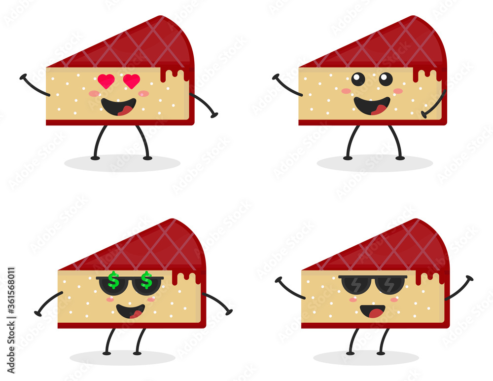 Cute Flat Cartoon Sliced Cake Illustration. Vector illustration of cute ...