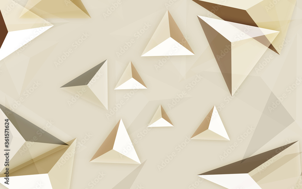 Geometric Light Brown Triangle With Background 3d Illustartion ...