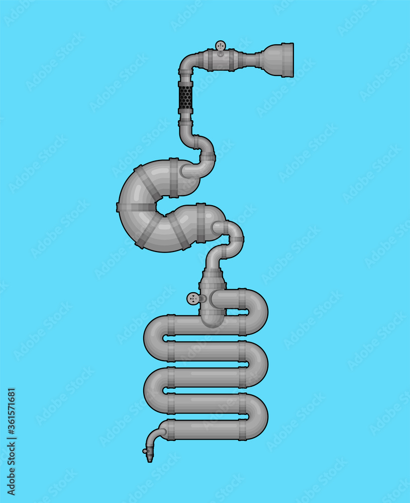 Metal digestive tract. Iron stomach and intestines. Robotic internal ...