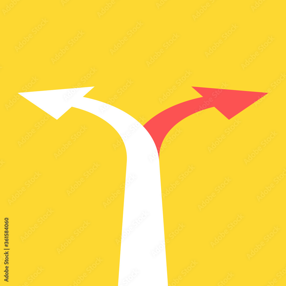 Two arrows pointing in different directions. Choice the way concept ...