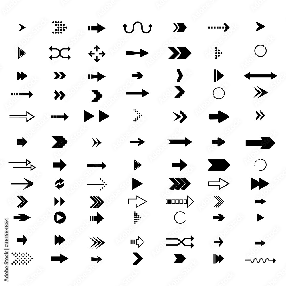 Arrows collection. Big set of Arrows Vector Icons. Arrow different ...