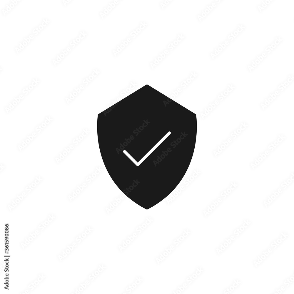 Shield with tick icon. Adblock symbol modern, simple, vector, icon for website design, mobile ...
