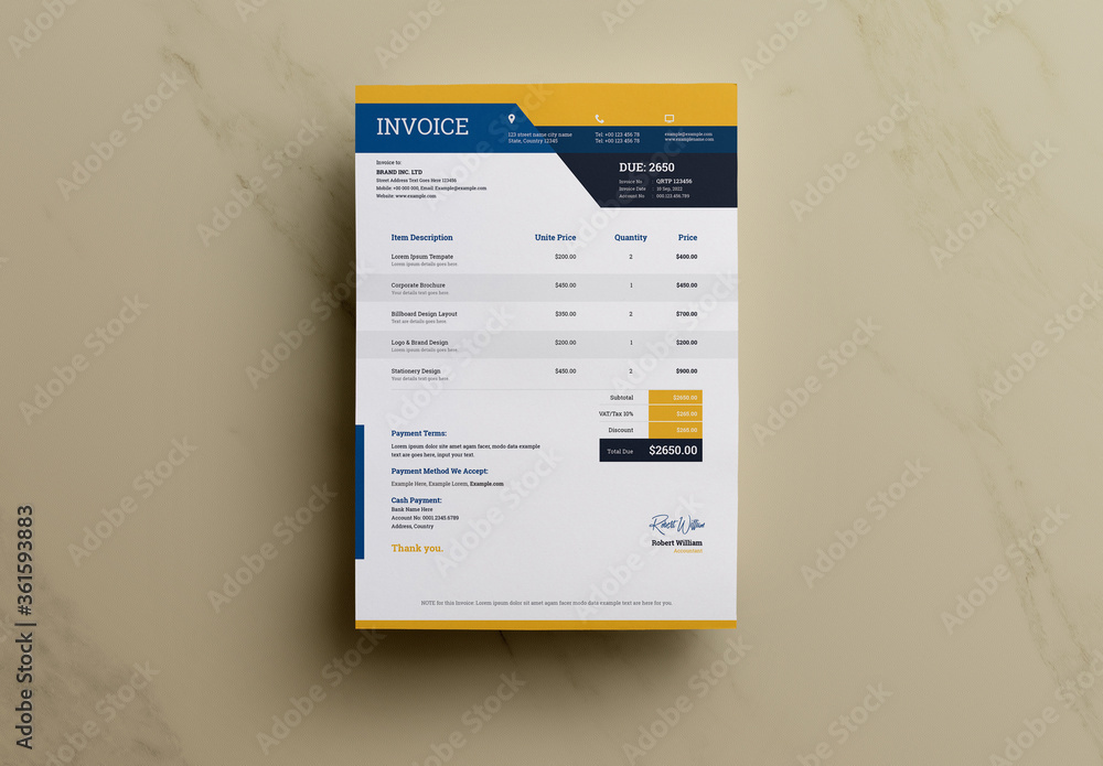 Invoice Layout with Orange Layout Stock Template | Adobe Stock