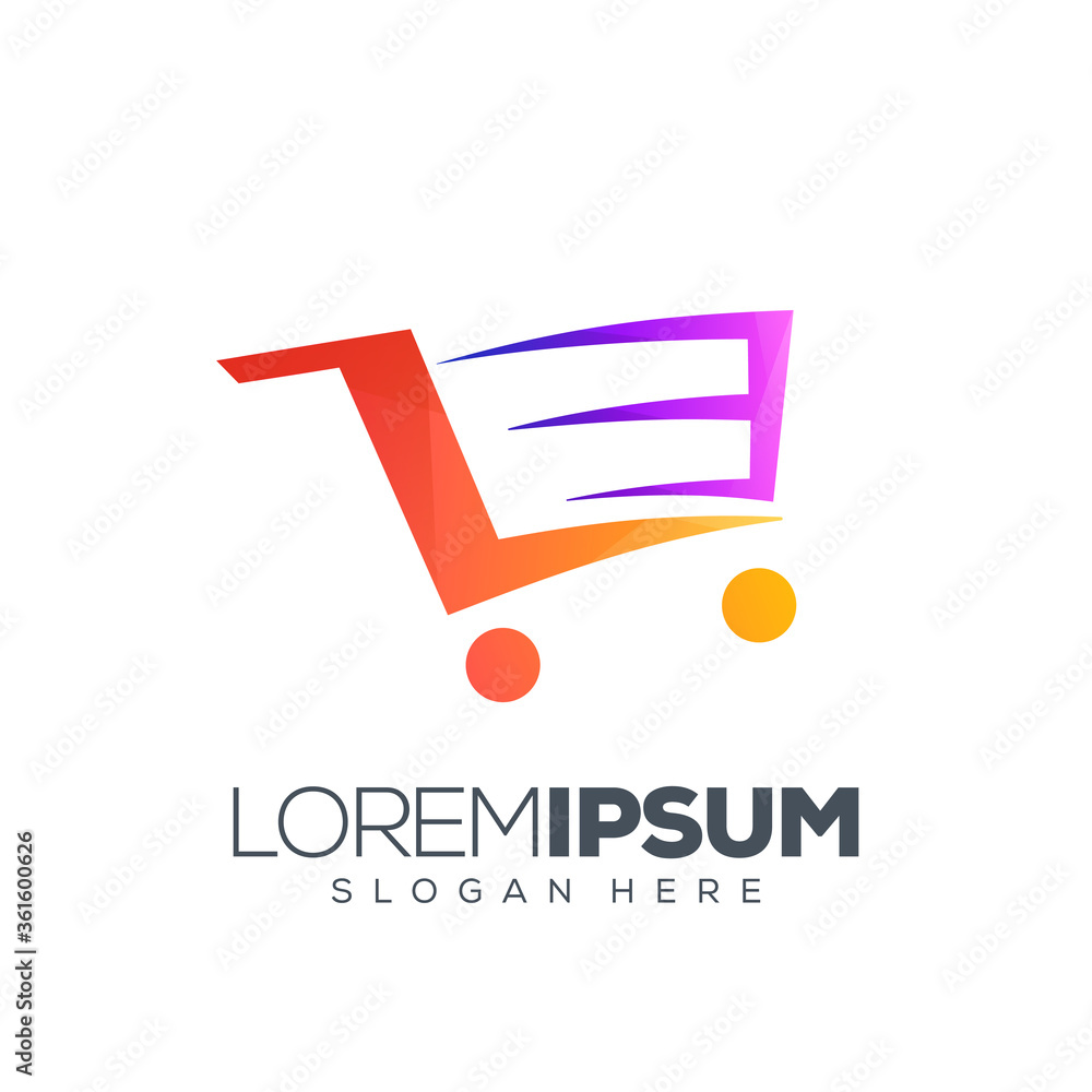 colorful shopping cart logo design, good for online shopping logo or ...