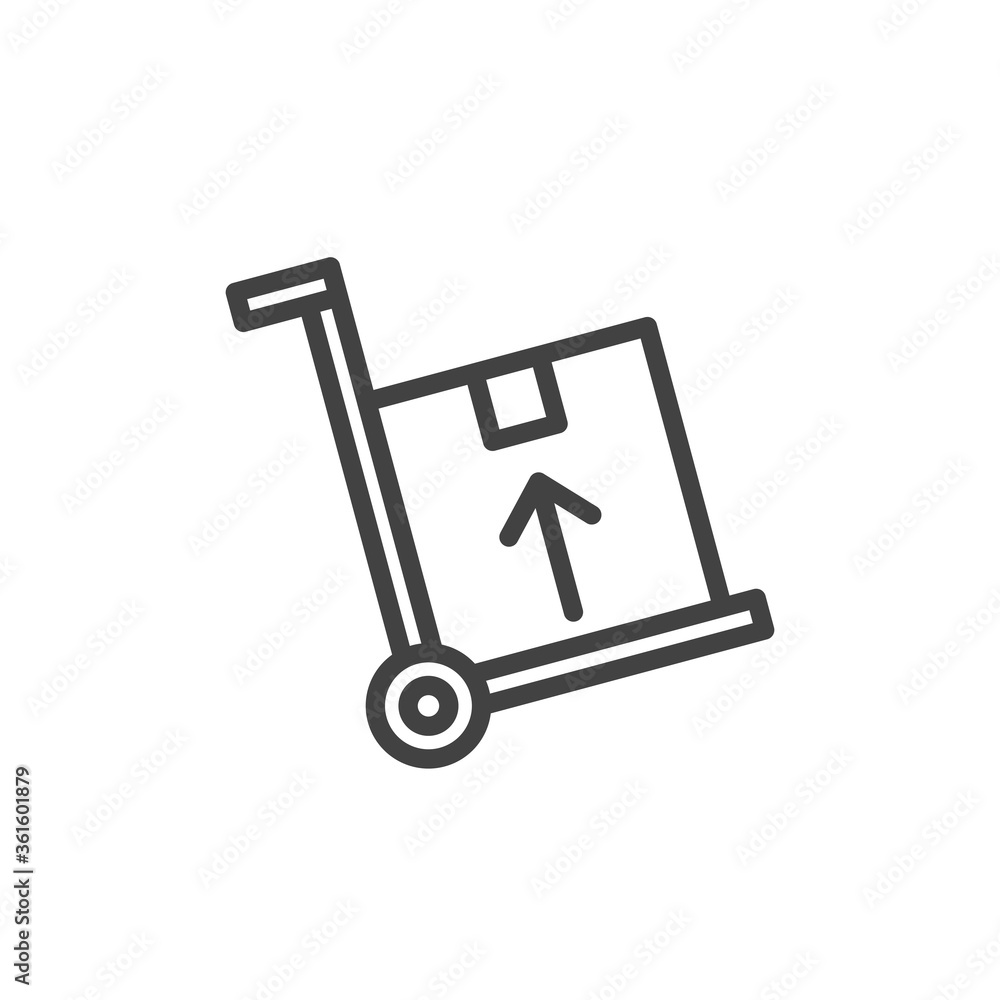 Hand trolley outline icon. Vector illustration. Stock Vector | Adobe Stock