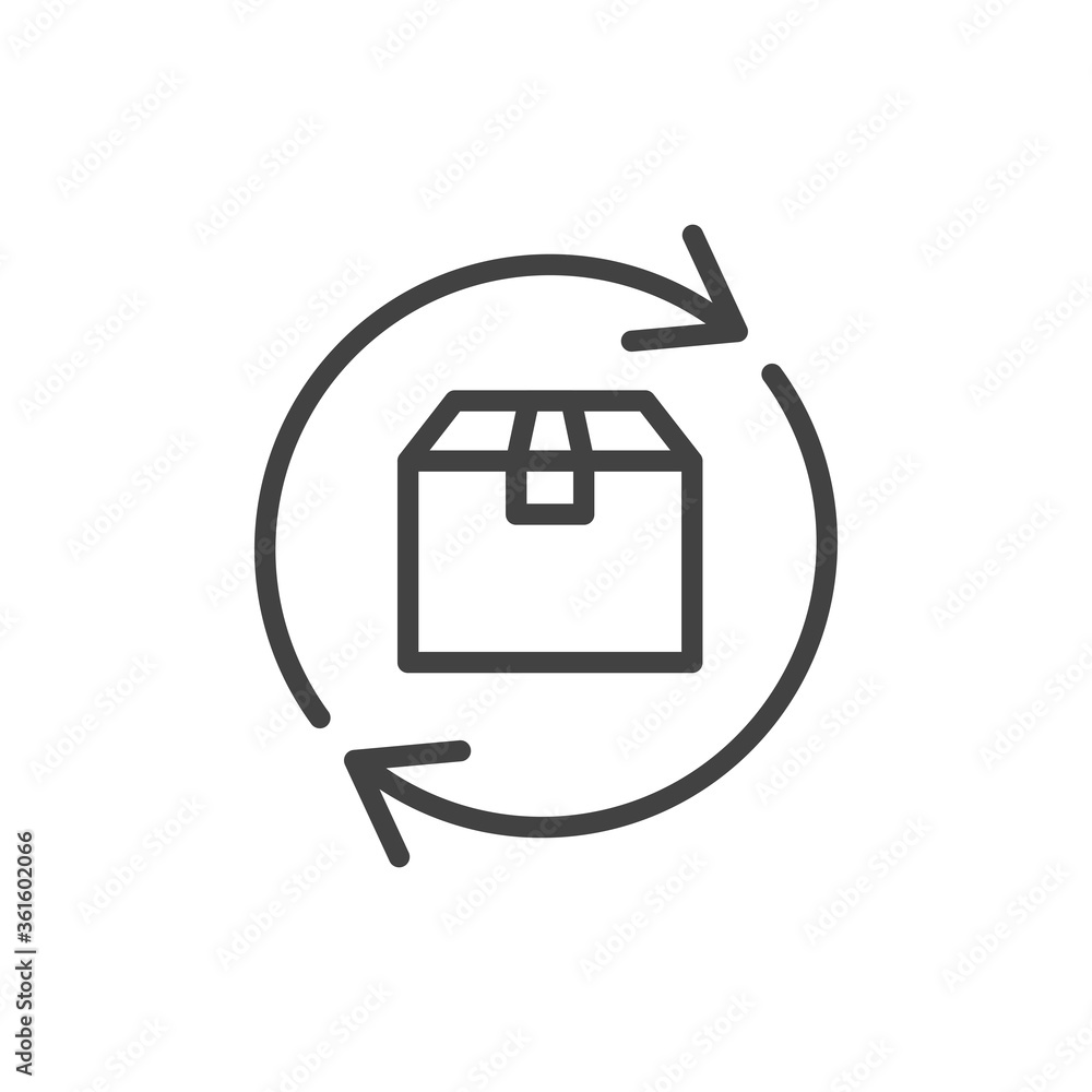 Exchange of goods outline icon. Return parcel sign. Vector illustration ...