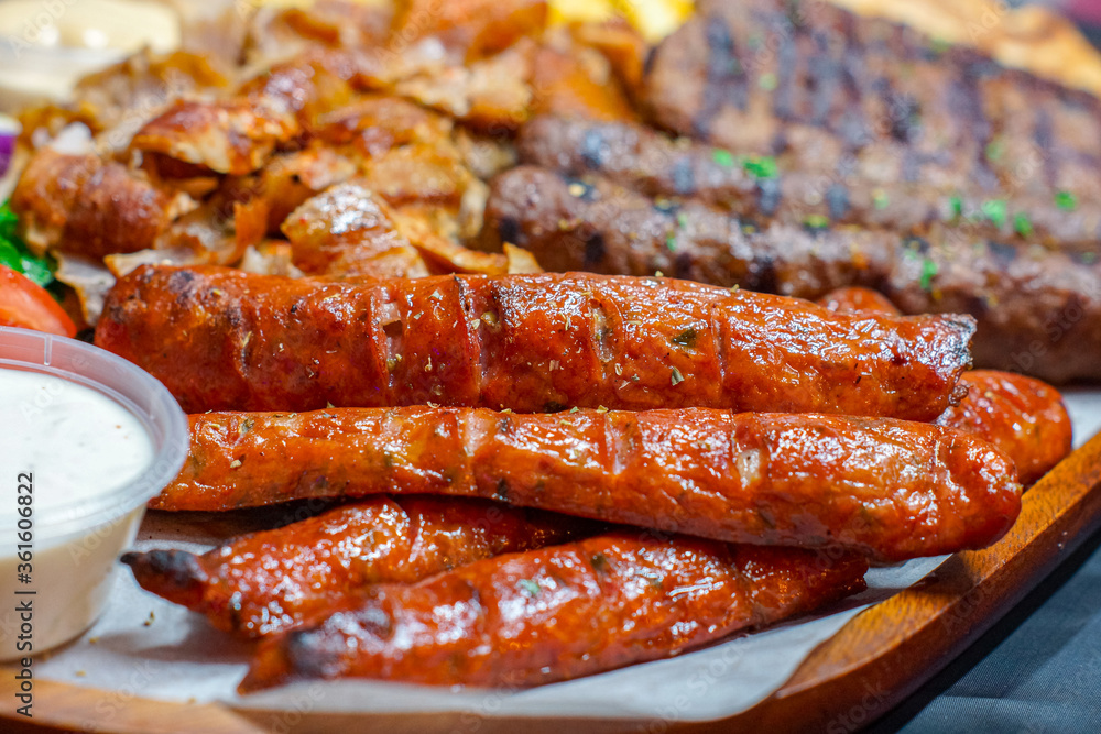 Greek / Arabic Restaurant Meat Platter, Lamb, Beef, Chicken, Pork Kebab ...