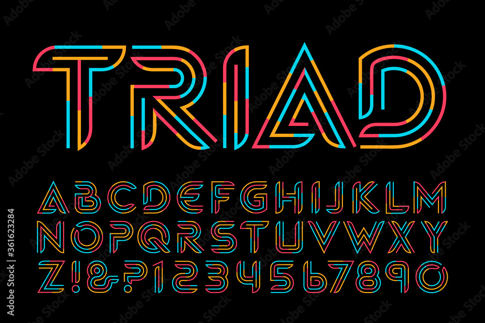 Triad is a Tricolor Primary Colored Alphabet; This Font has a Sleek and ...