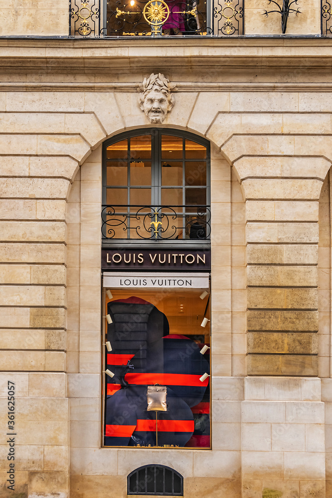 View of French luxury fashion house Louis Vuitton. Flagship store ...
