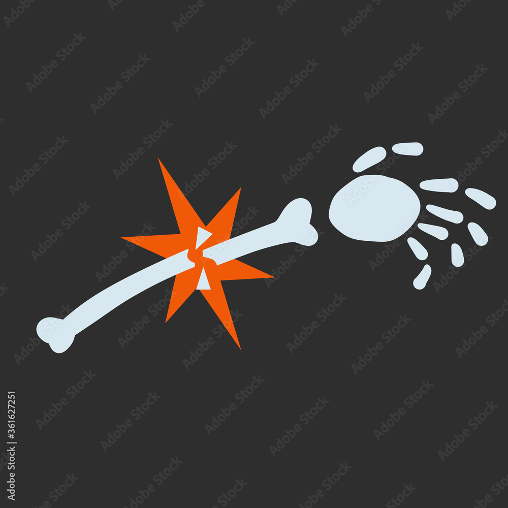 Sick hand. Broken bone. Trauma and medical care. Element of hospitals ...