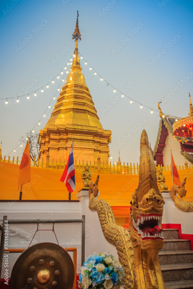 Beautiful golden pagoda at Wat Phra That Doi Kham. Chiang Mai, Thailand ...