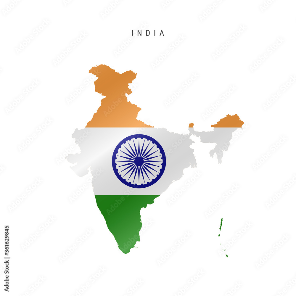Waving flag map of India. Vector illustration Stock Vector | Adobe Stock