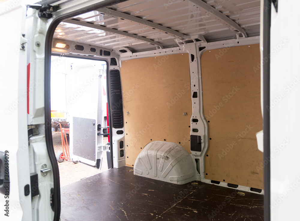 Empty van truck, transportation and logistics concepts Stock Photo ...