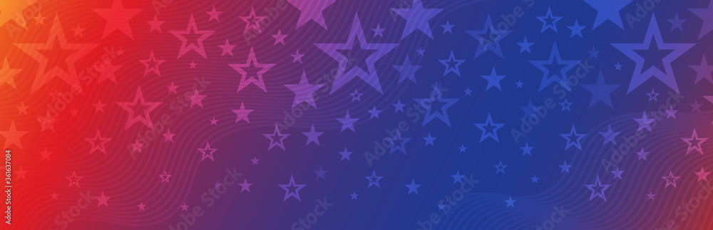 Web banner with elements of the American national flag, many stars ...