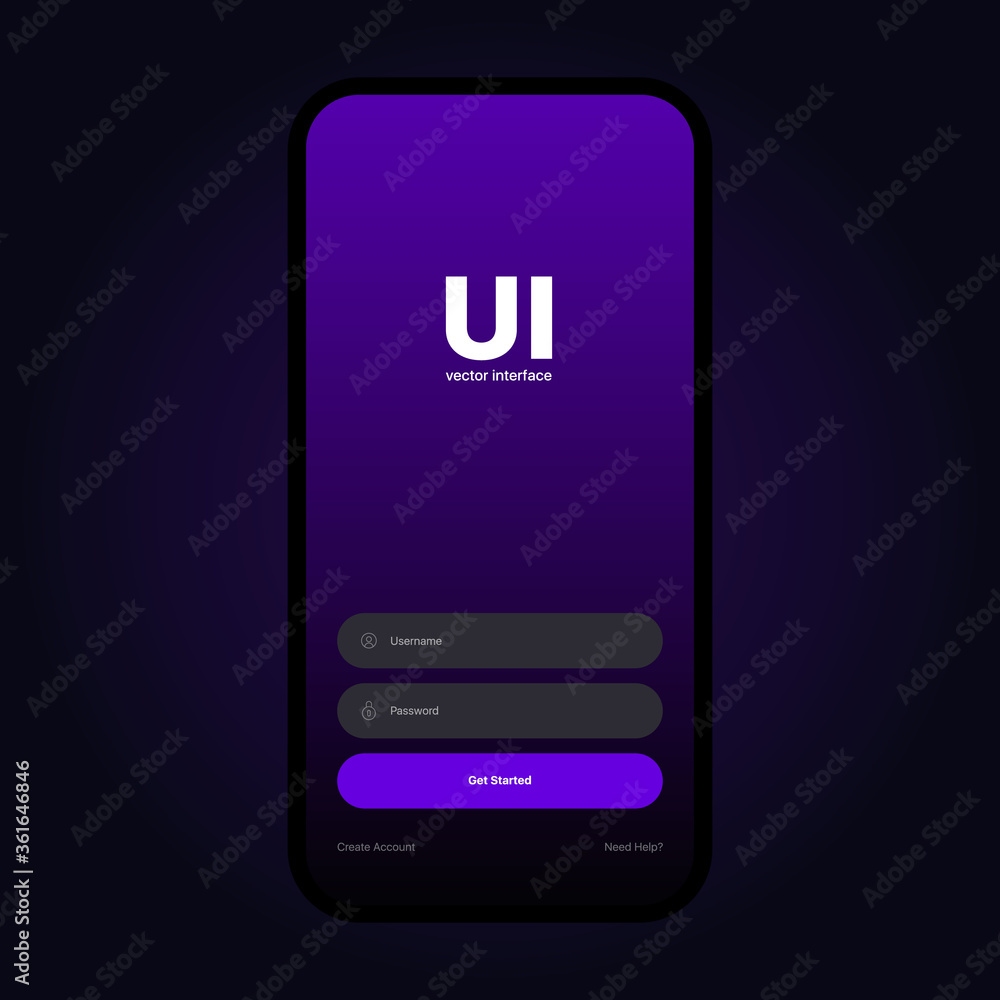 Login UI Interface. Sign In Screen. Mobile App User Interface Design Concept. Login Sign In ...