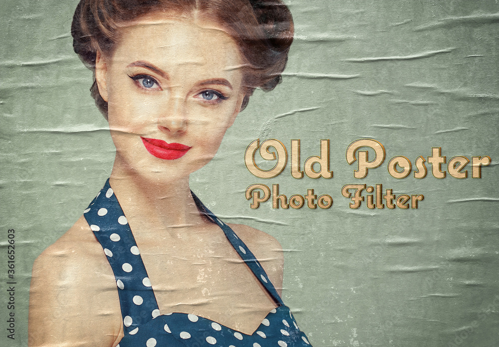 Old Poster Photo Effect Mockup Stock Template | Adobe Stock