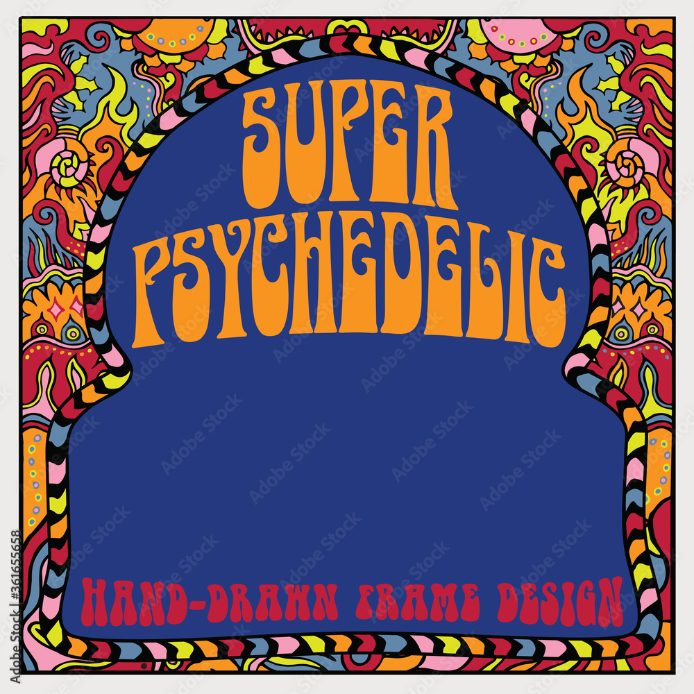A Hand-Drawn Psychedelic Frame Design in a Square Format Stock Vector ...