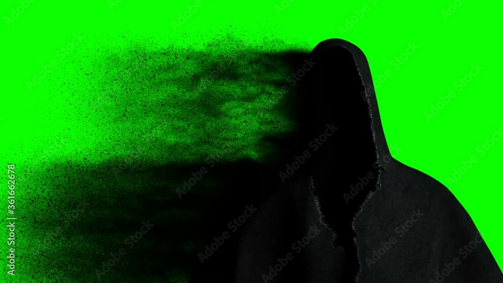 Scary, fear ghost with dark particles. Realistic green screen 4k ...