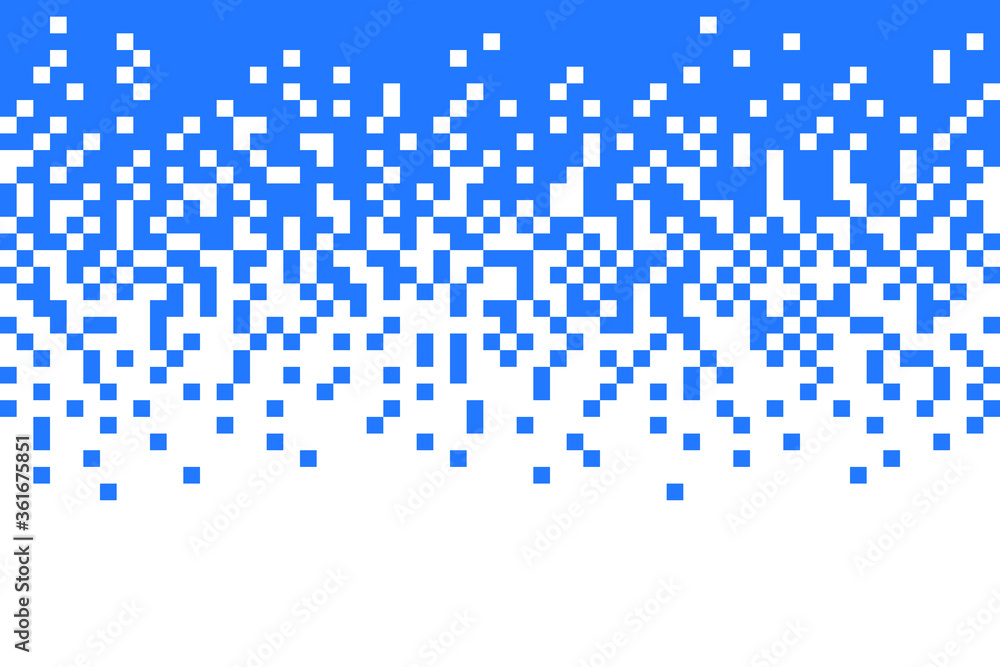 Fading pixel pattern background.Blue and white pixel background. Vector ...