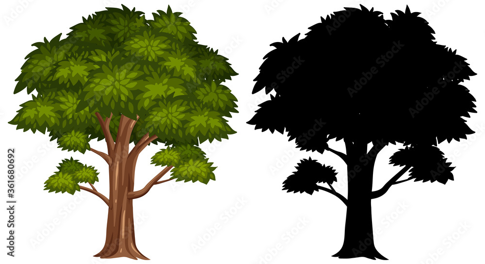 Silhouette pictures of big tree on white background Stock Vector ...