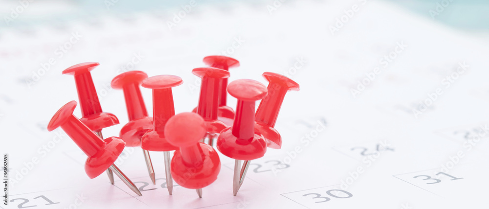 mark the event day with a pin red. Thumbtack in calendar concept for ...