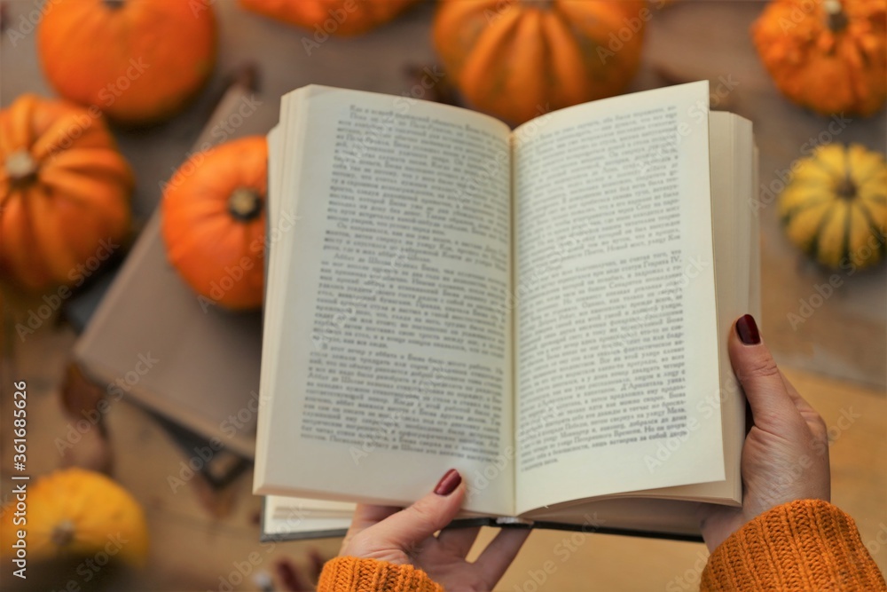 Autumn books.Learning and education concept.back to school. Halloween ...