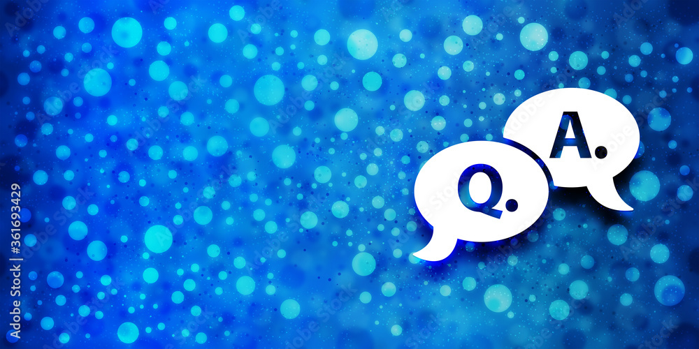 Question answer bubble icon special glossy bokeh blue banner background ...