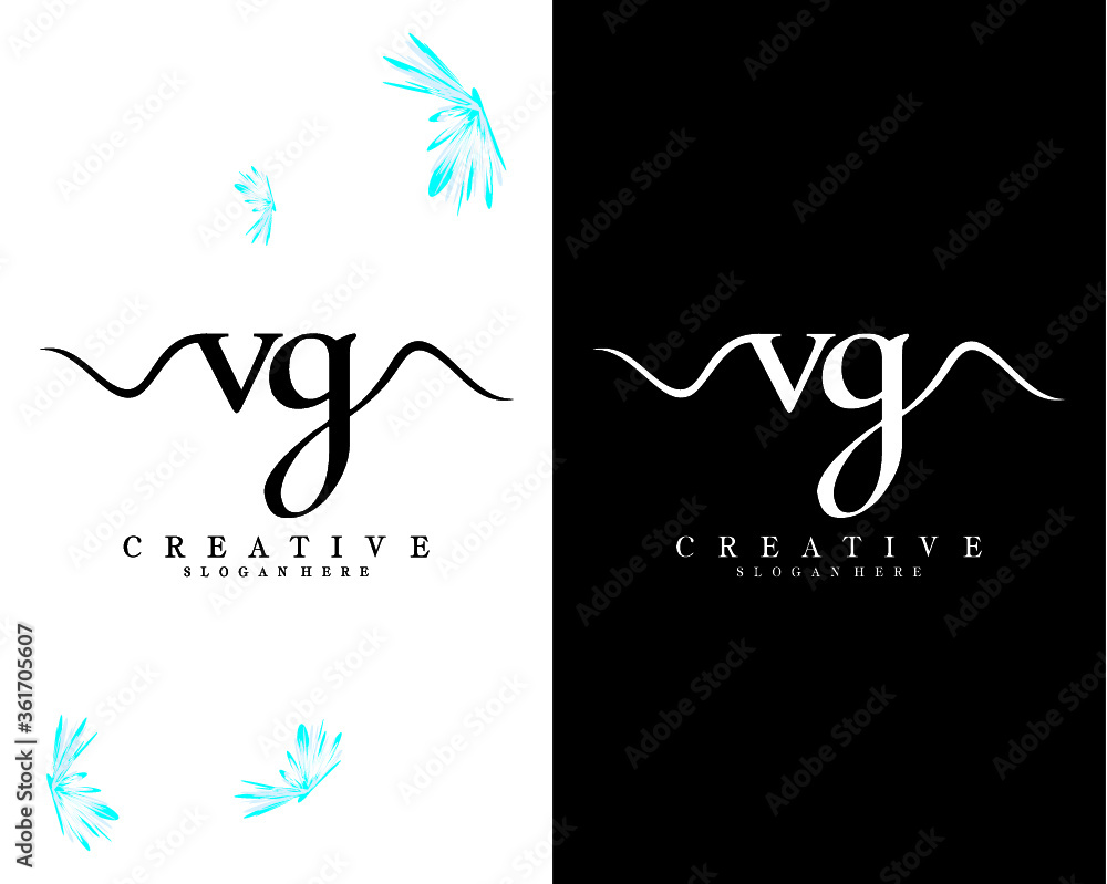 vg, gv letters creative handwriting Logo design Template Vector Stock ...