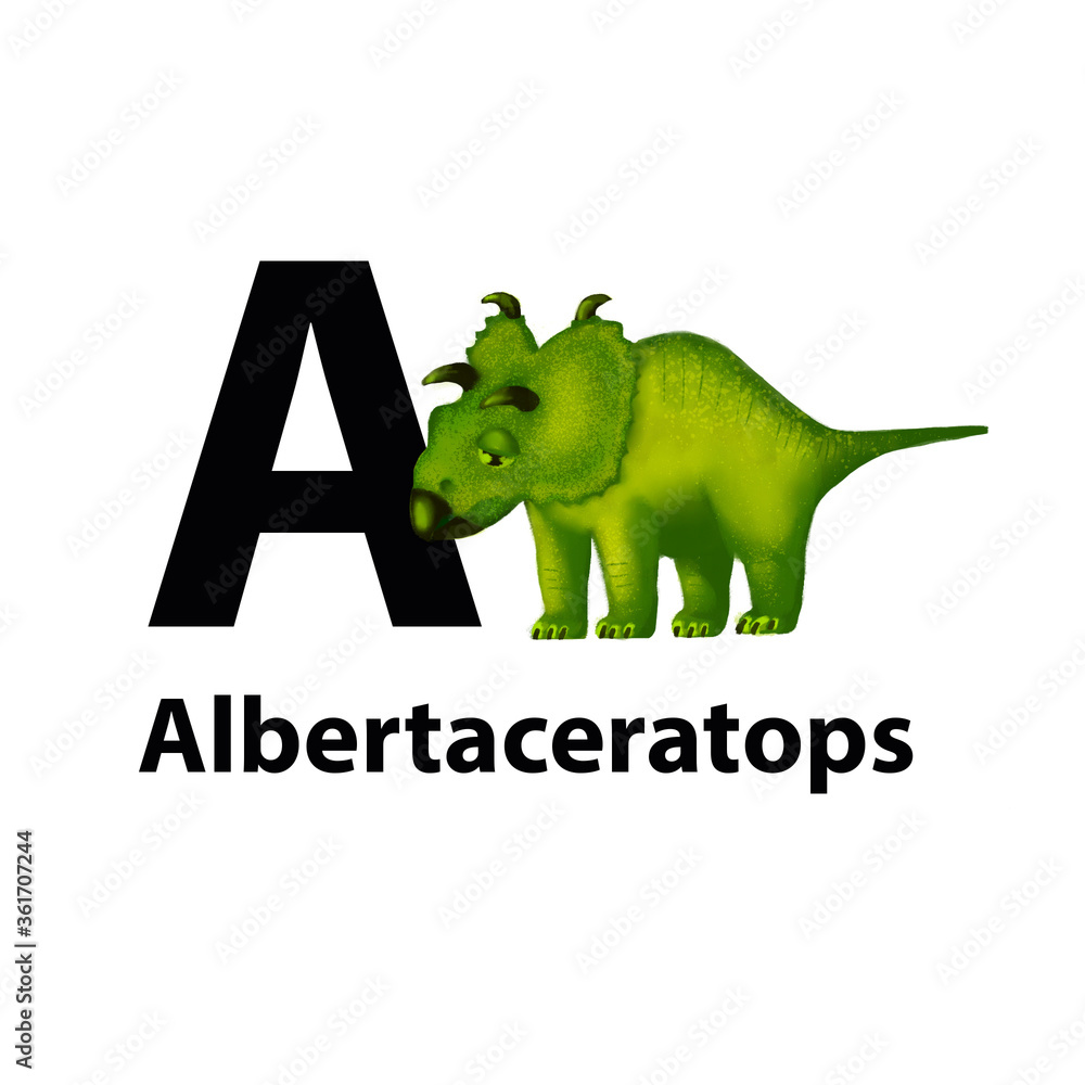 Albertaceratops. ABC Dinosaurs. Dinosaur Alphabet Stock Illustration ...
