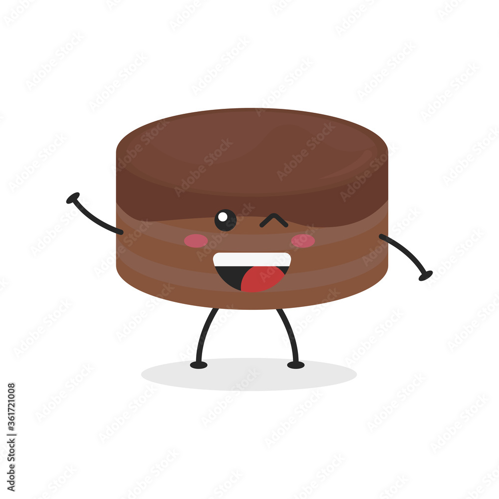 Cute flat cartoon birthday cake illustration. Vector illustration of ...