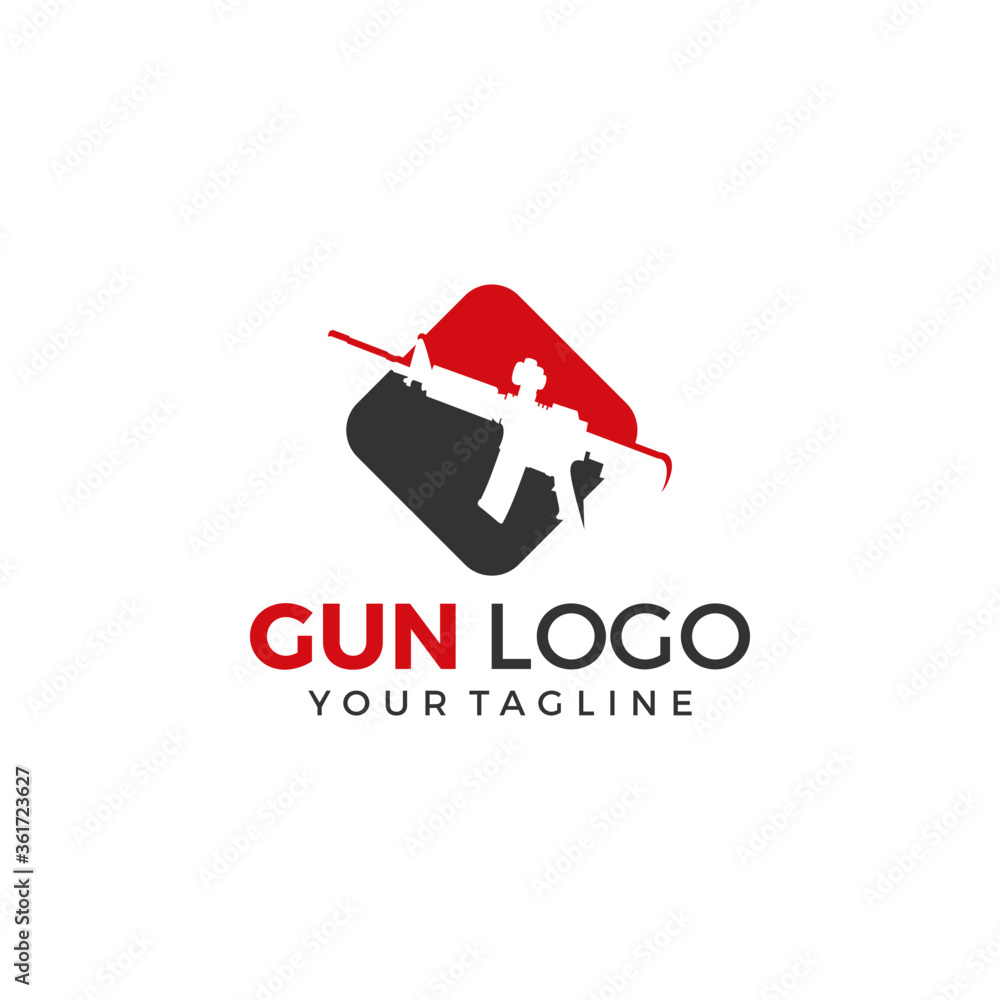 Gun Logo Template. Military and Weapon Logo Design vector illustration ...