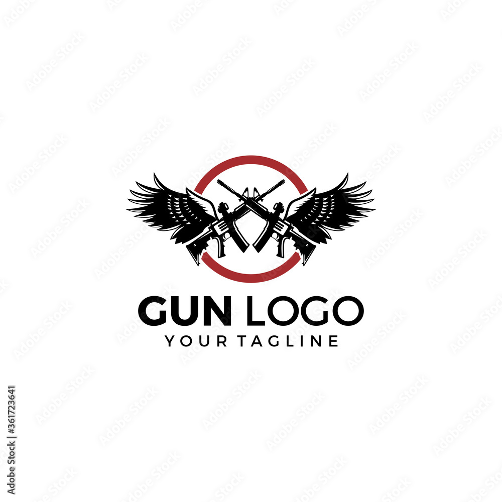 Gun Logo Template. Military and Weapon Logo Design vector illustration ...