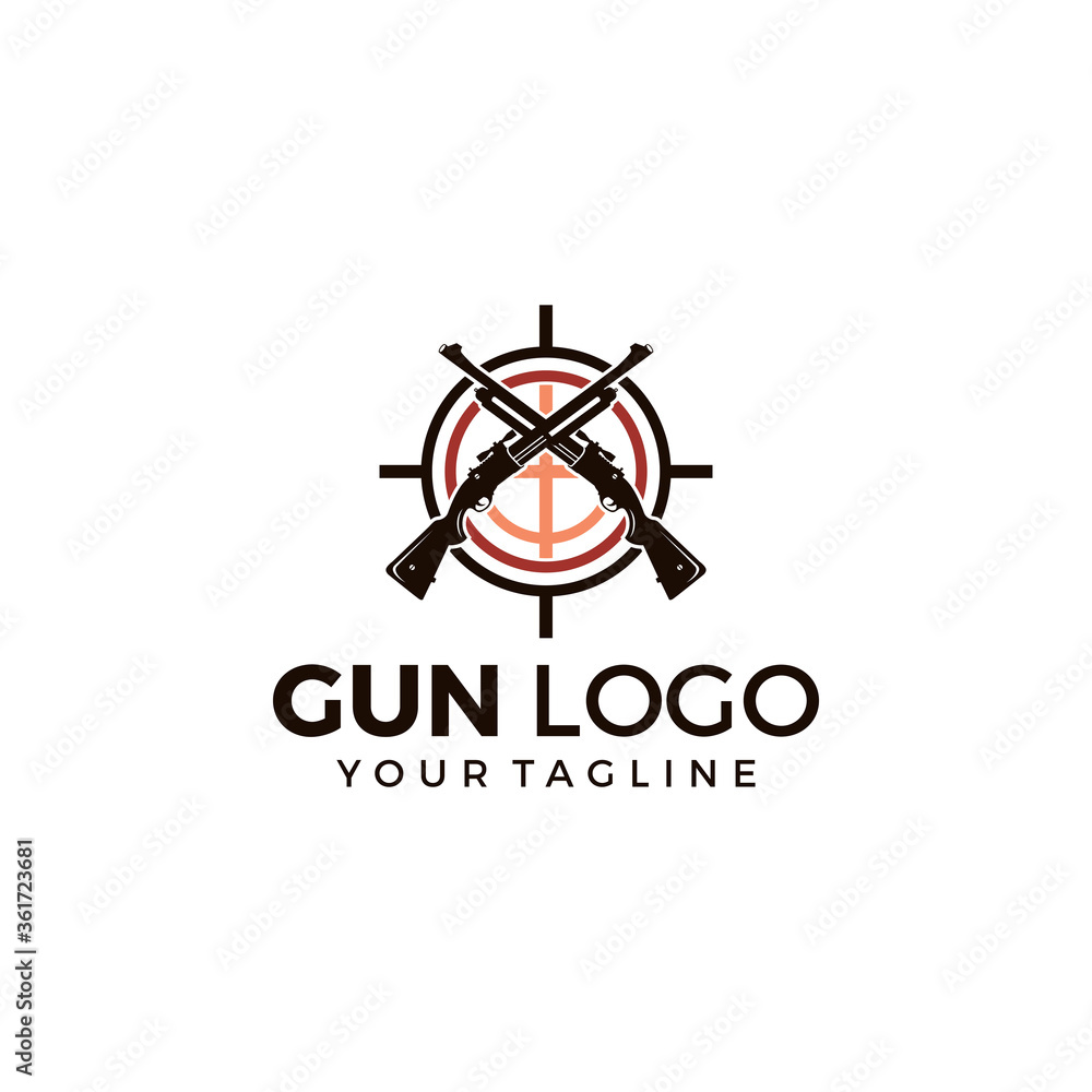 Gun Logo Template. Military and Weapon Logo Design vector illustration ...