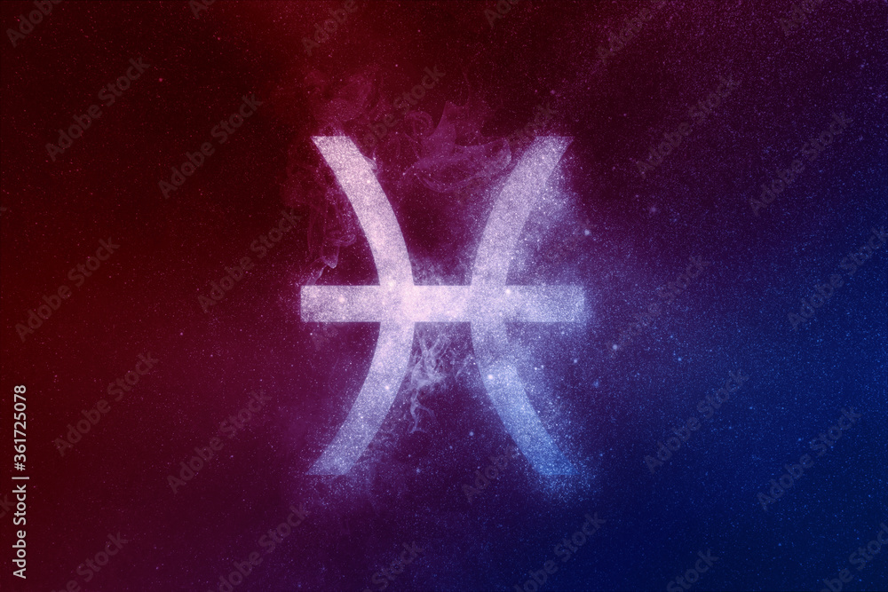 Pisces Zodiac Sign Red Blue. Abstract night sky background Stock ...