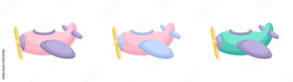 Collection of cute cartoon baby's planes isolated on white background ...