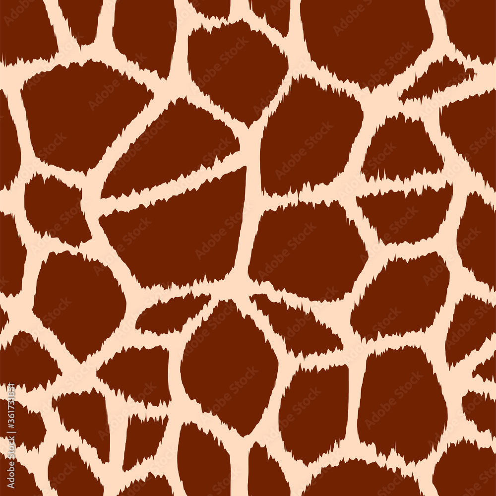 Trendy giraffe seamless pattern. Hand drawn wild animal skin natural ...