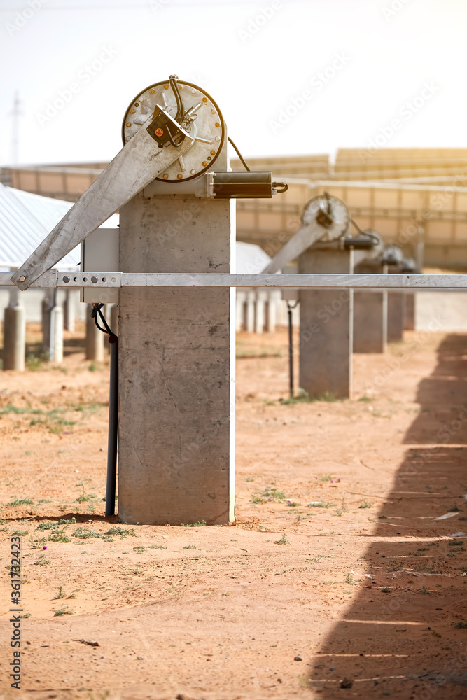 Large scale rotating bearing of solar photovoltaic panel Stock Photo ...