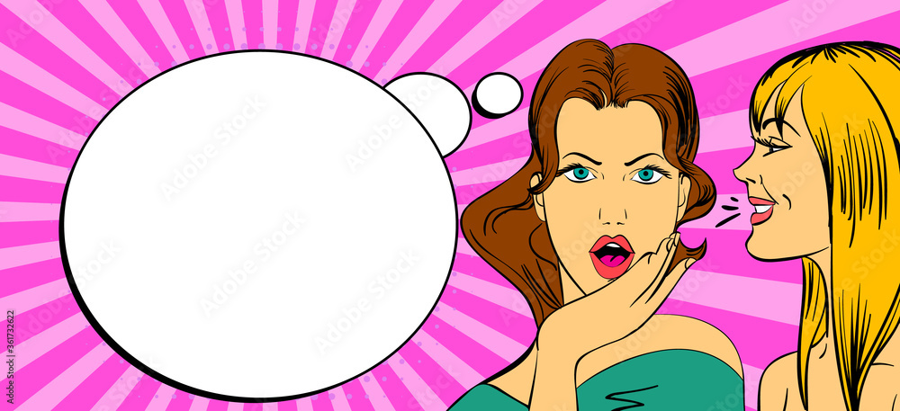 Cartoon style sexy young girl. Poster in comic book style. Vector ...