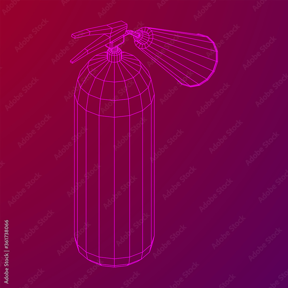 Fire extinguisher. Wireframe low poly mesh vector illustration. Stock ...