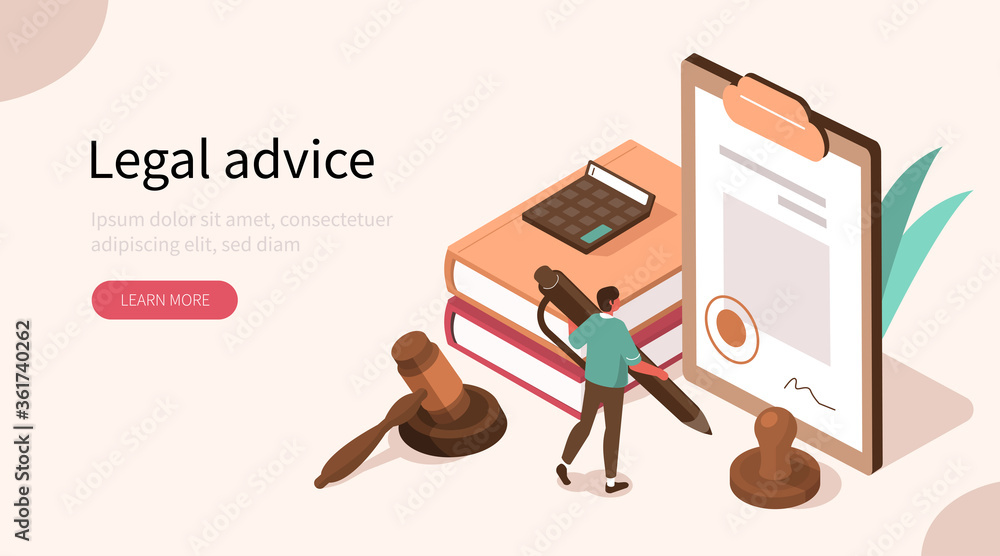 Stockvector People Character in Lawyer Office Signing Legal Contract ...