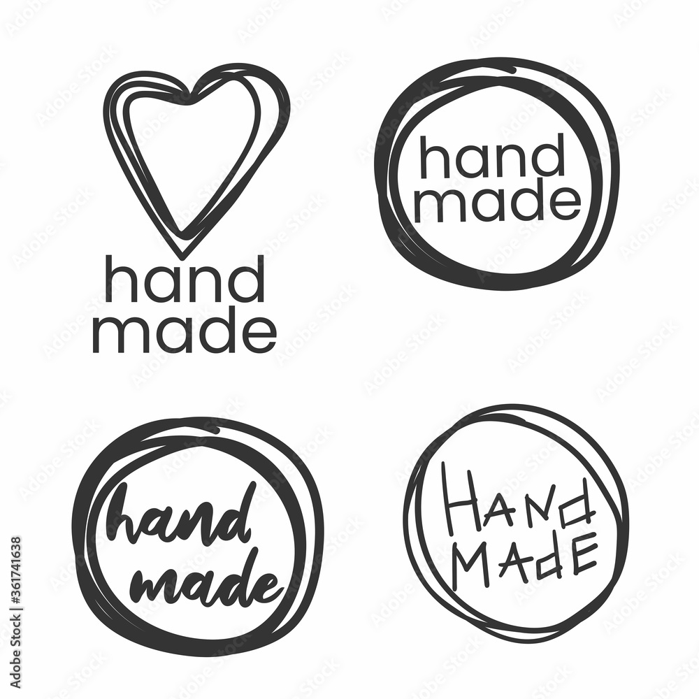 Handmade. Badges, labels and logo elements, retro symbols for ...