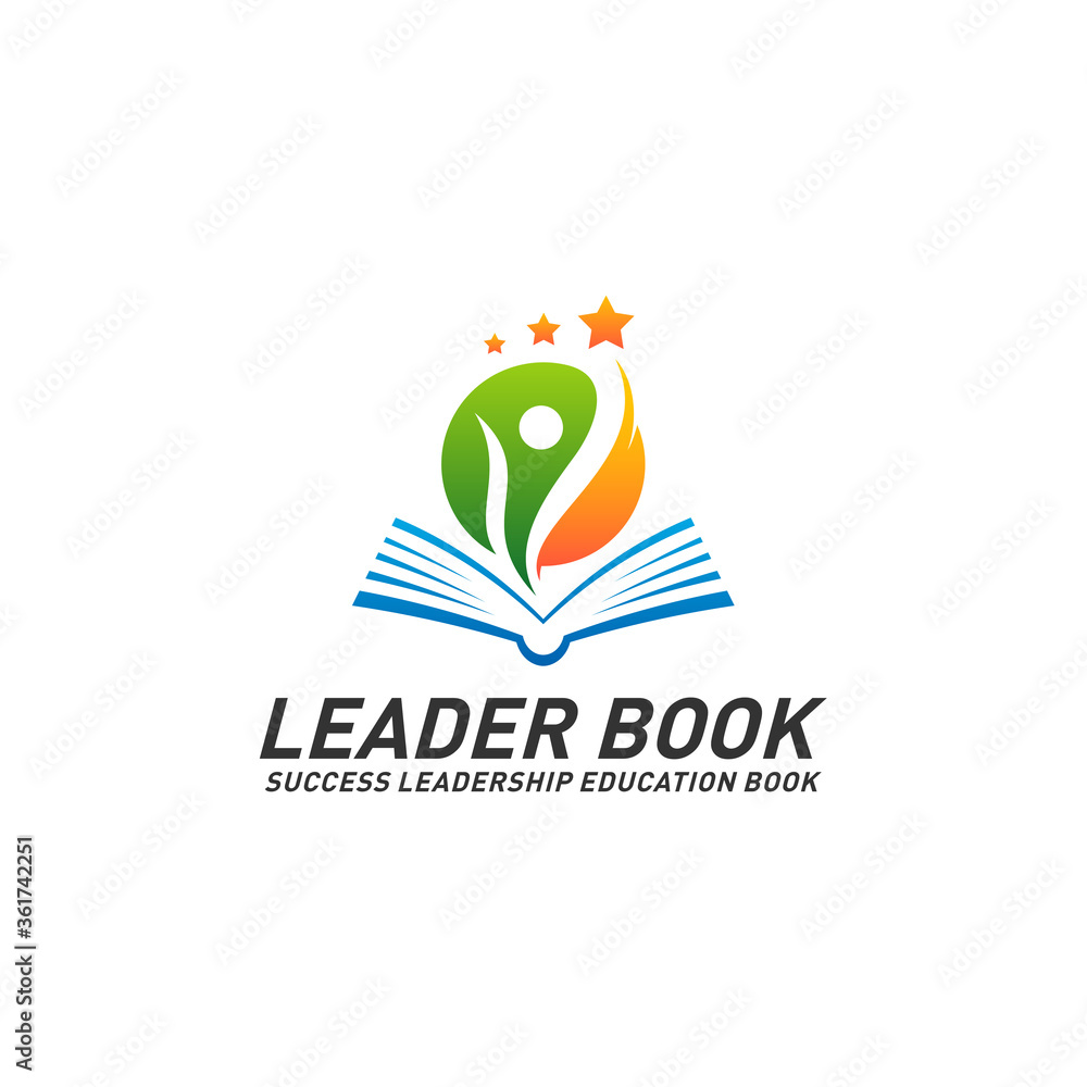 Leadership Education Book Logo Design Concept Vector. Success Leader ...