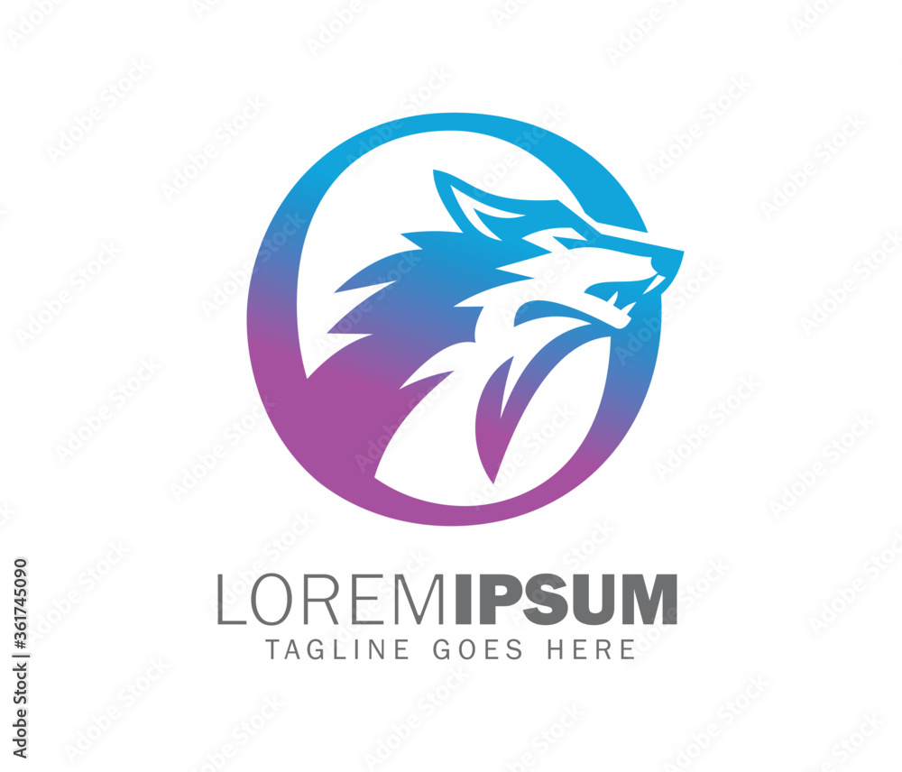 Vector illustration of wolf initial letter logo sign in gradient color ...
