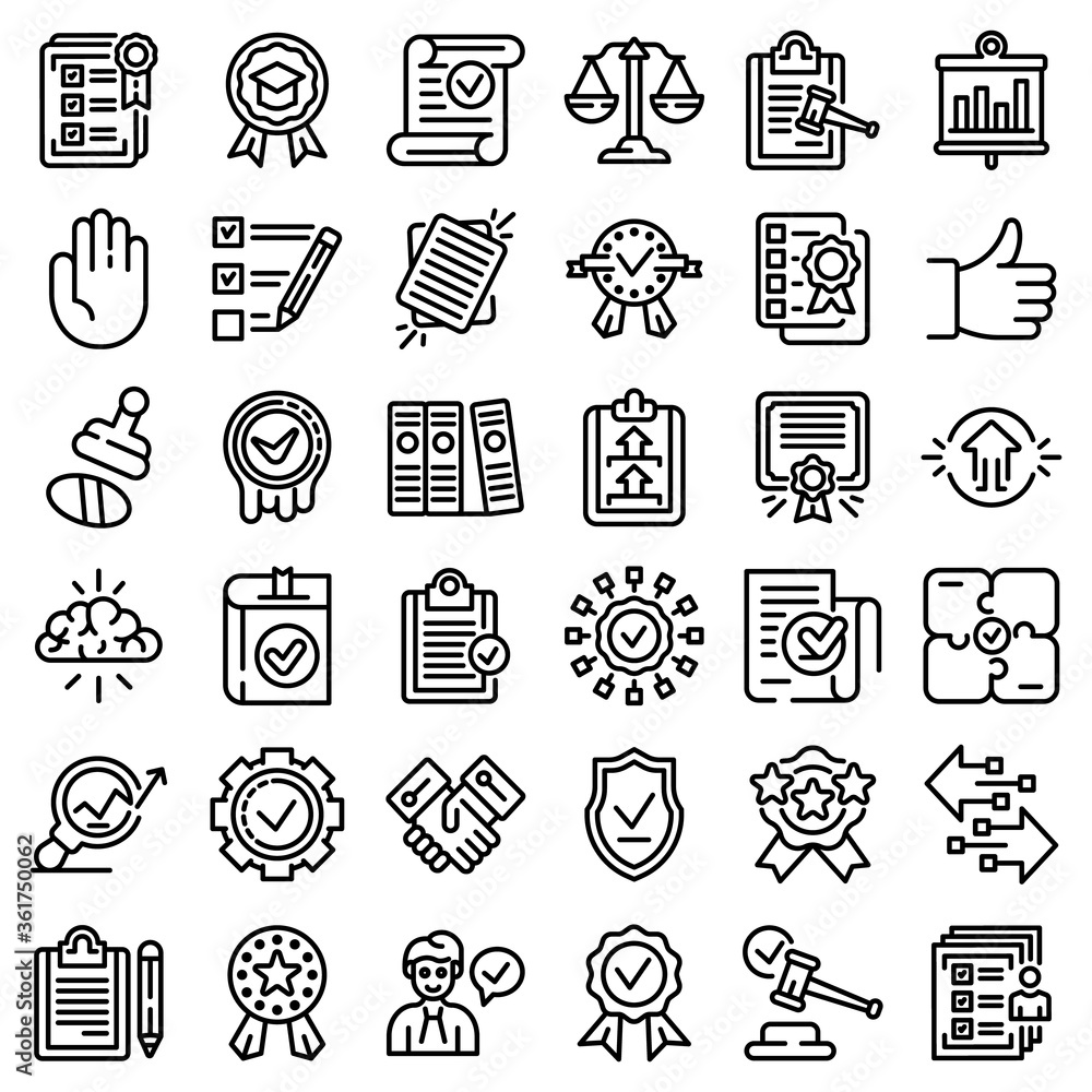 Standard icons set. Outline set of standard vector icons for web design ...