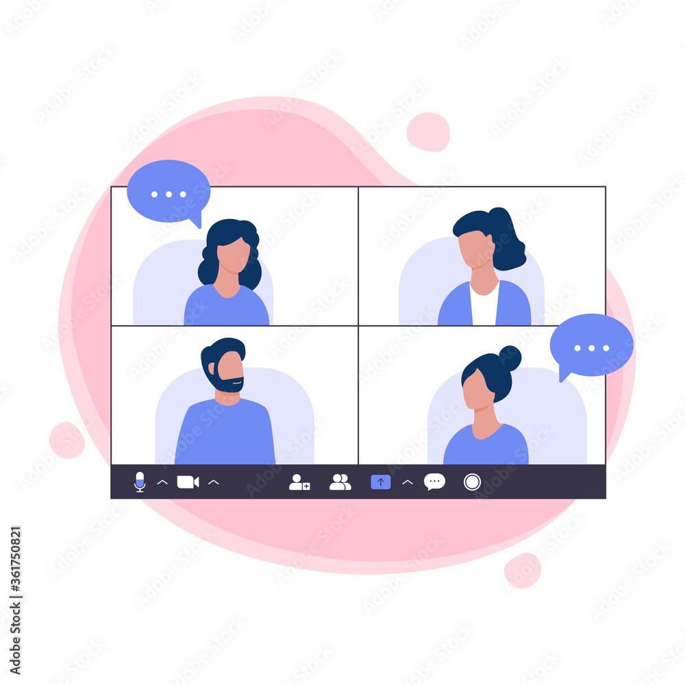 Working from home | Video conference call using an app like Zoom Stock ...