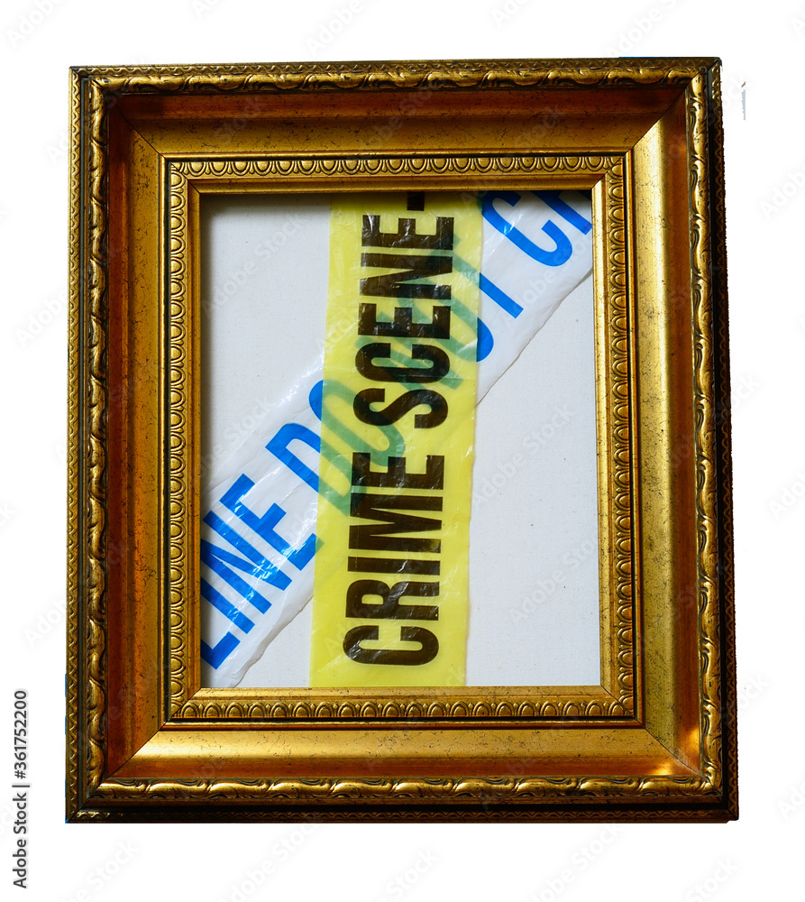 Art Crime concept photo featuring an empty gold frame with crime scene ...