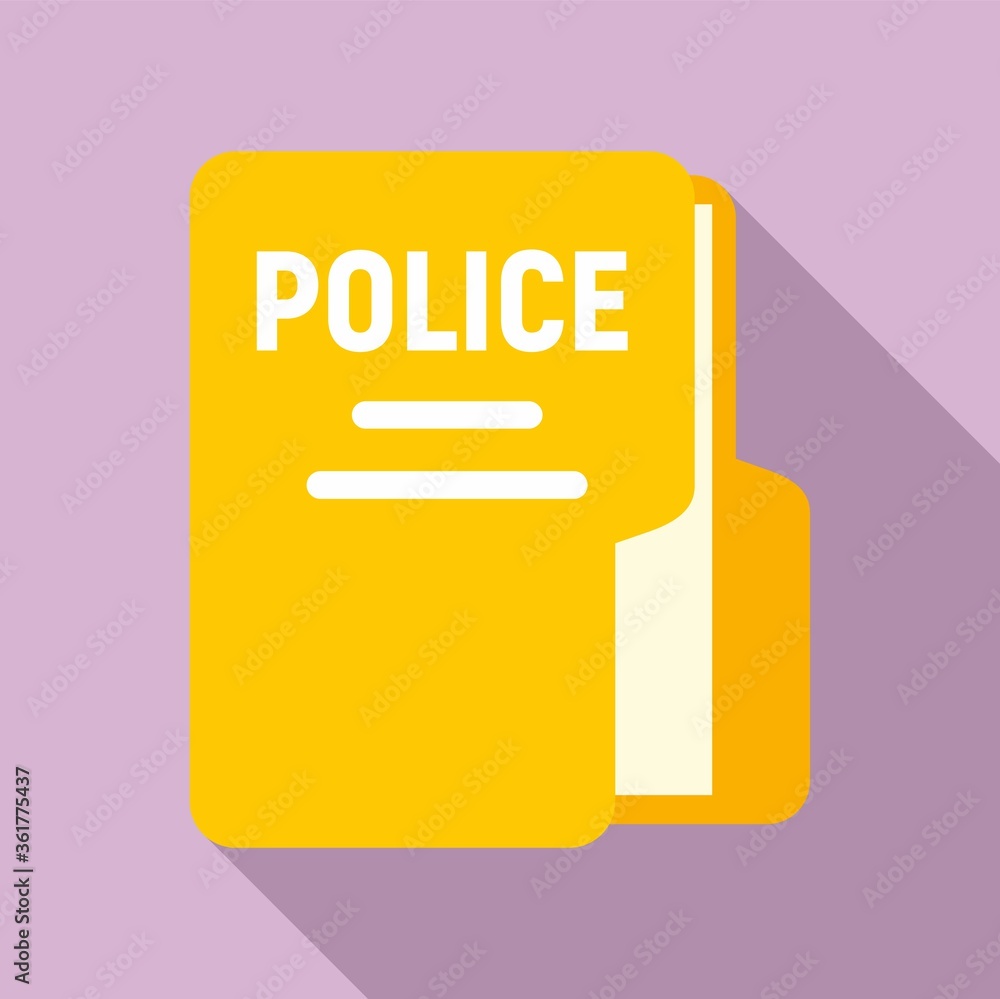Police station folder icon. Flat illustration of police station folder ...