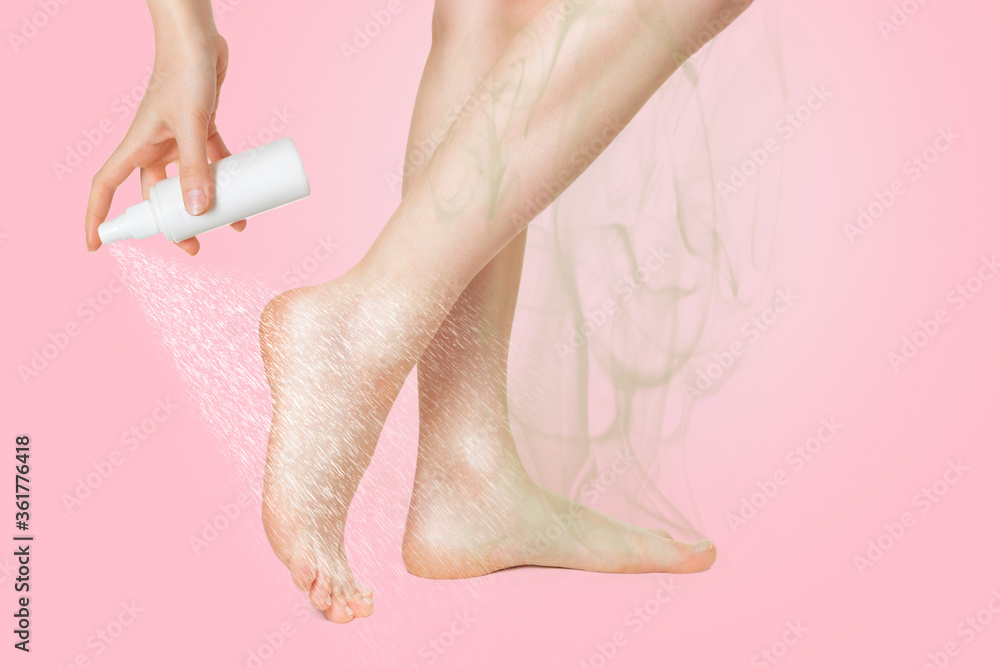 Women's smooth legs with a smell coming from them, shown in profile, on ...