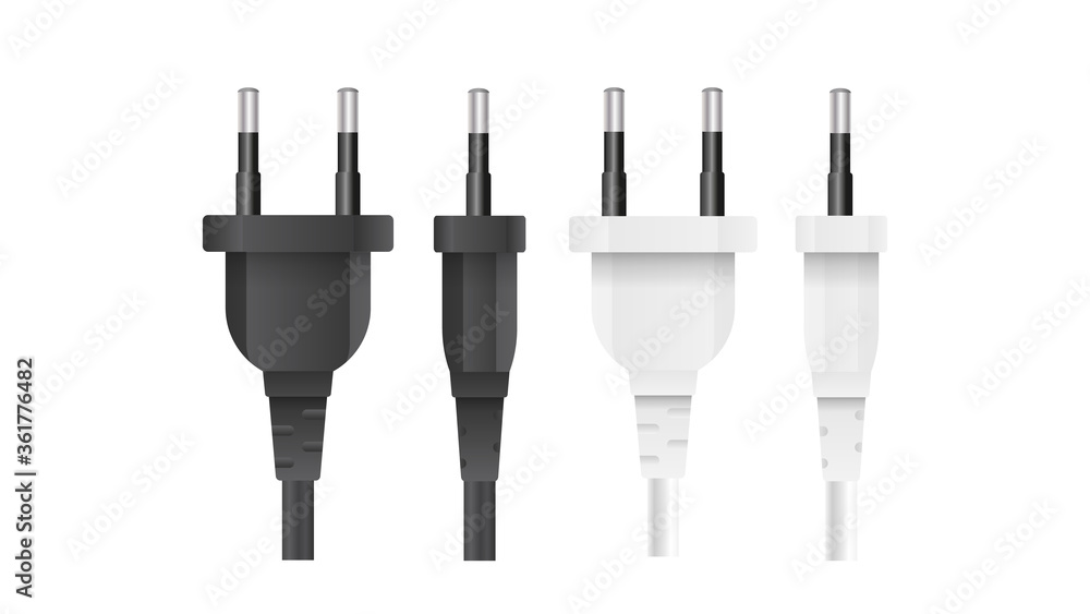 Set of Plugs for sockets in 3D. The plug for the outlet is insulated ...