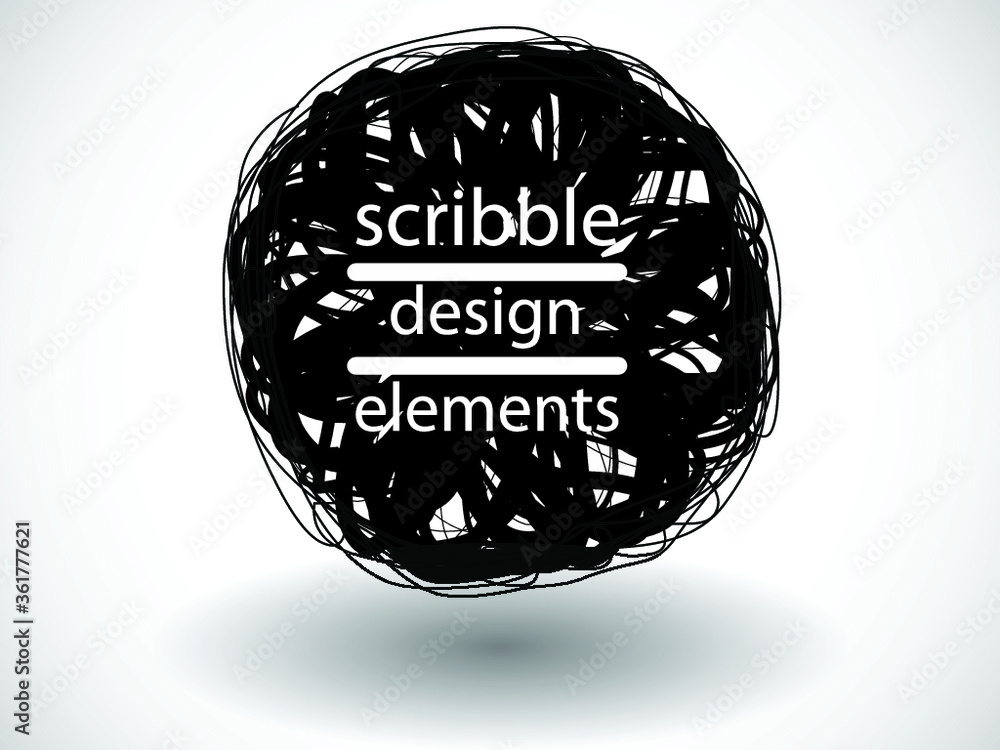 Hand drawn scribble symbols isolated on white background. Doodle style ...